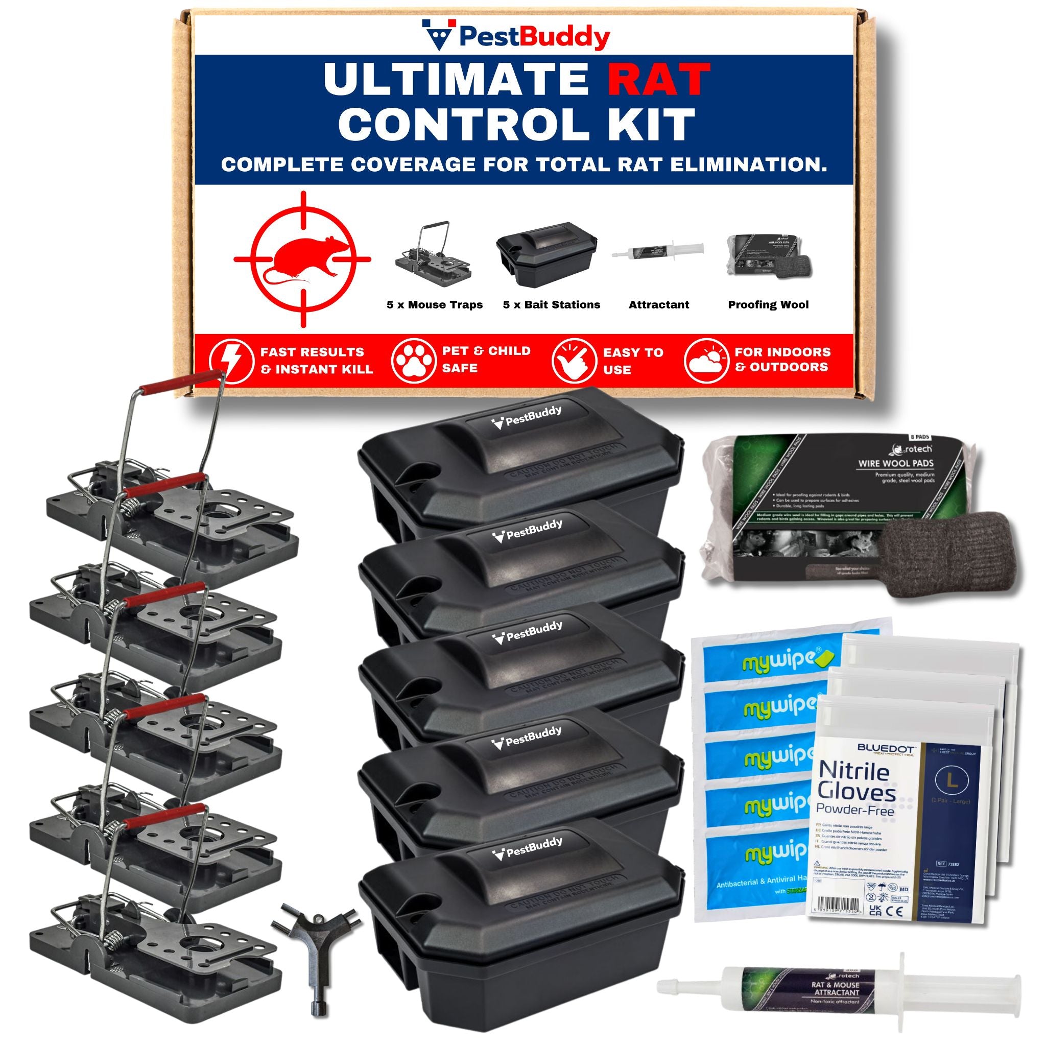Ultimate DIY Rat Control Kit – 5 x Rat Traps and Bait Stations – PestBuddy